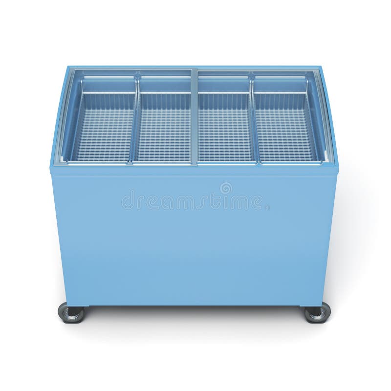 Front View Freezer Chest On White Background. 3d Render Stock ...