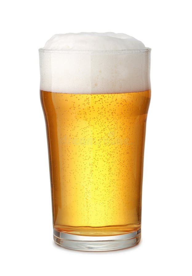 Front View of Fresh Beer in Pint Glass Stock Image - Image of bubble ...