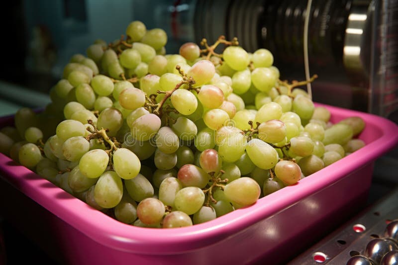 Front View of Fresh Green Grapes Inside the Fryer on the P Stock ...