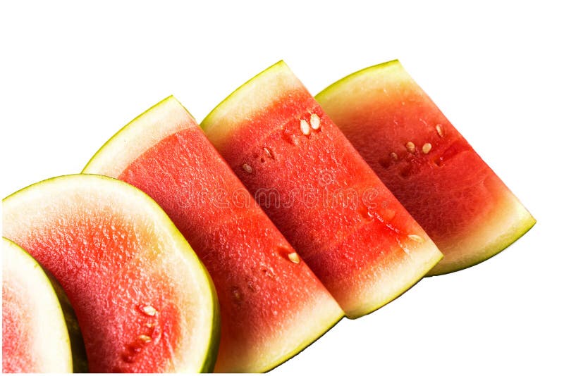 Front View Fresh Juicy Watermelon Pieces Isolated on White Background ...