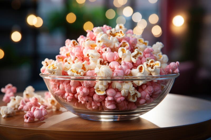 Front View of Fresh Popcorn with Raw Grains on the Pink Table Corn ...