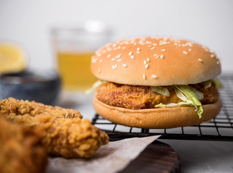Front View Fried Chicken Burger. High Quality and Resolution Beautiful ...