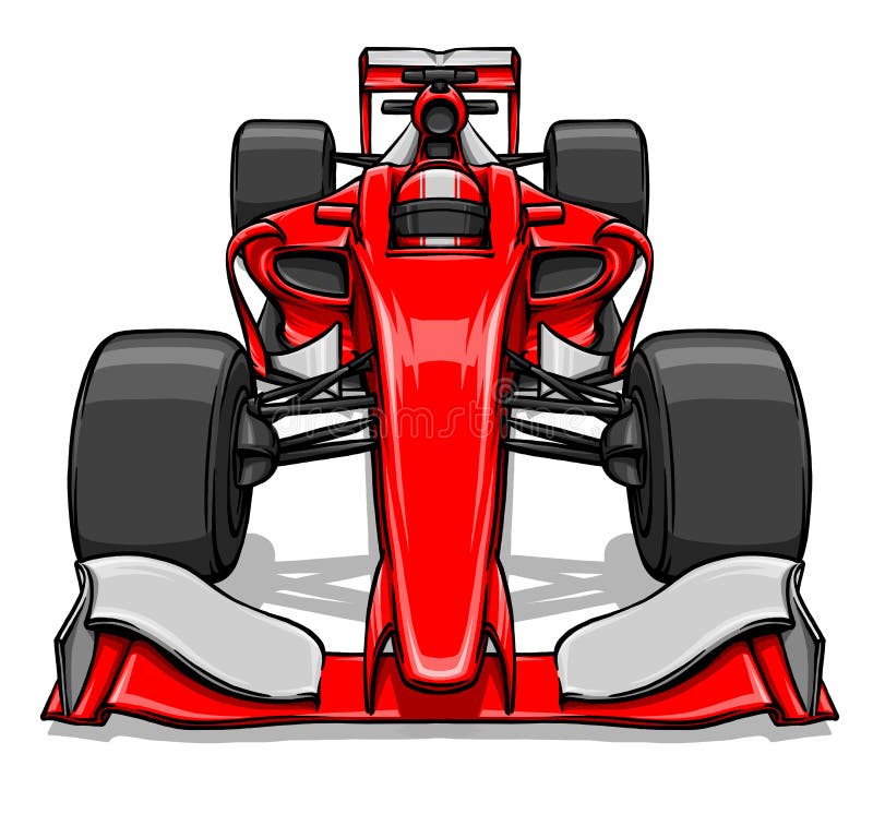 Front View Funny Fast Cartoon Formula Race Car Illustration Art Stock ...