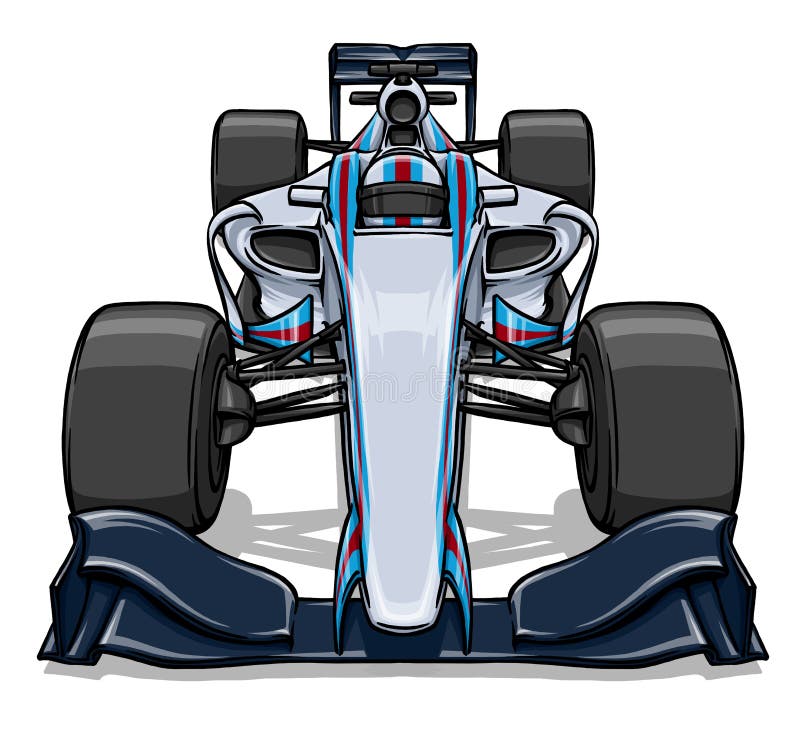 Front View Funny Fast Cartoon Formula Race Car Illustration Art Stock ...