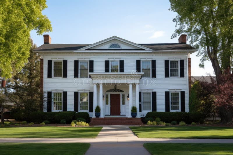 Front View of a Georgian House with Dentil Molding Stock Image - Image ...