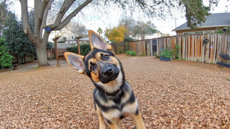 Front View of German Shepherd Having Fun Outdoors in a Park Stock Image ...