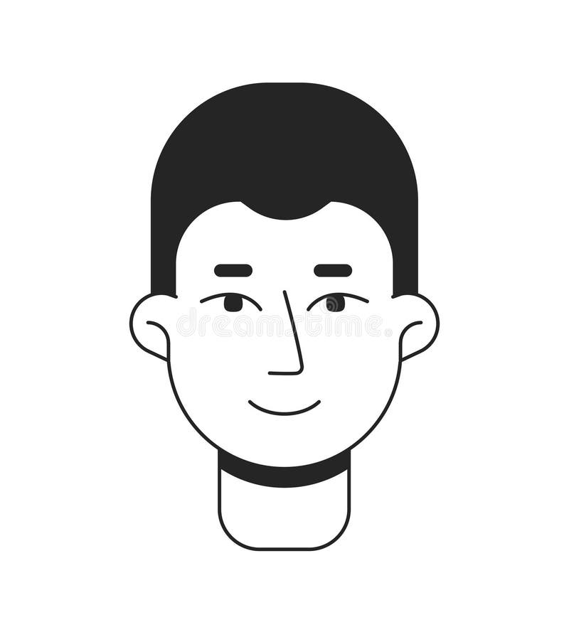 Front View Good Guy Monochrome Flat Linear Character Head Stock Vector ...