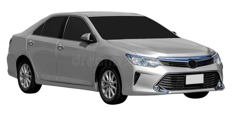 Front View Gray Car Isolated on White Background with Clipping Path ...