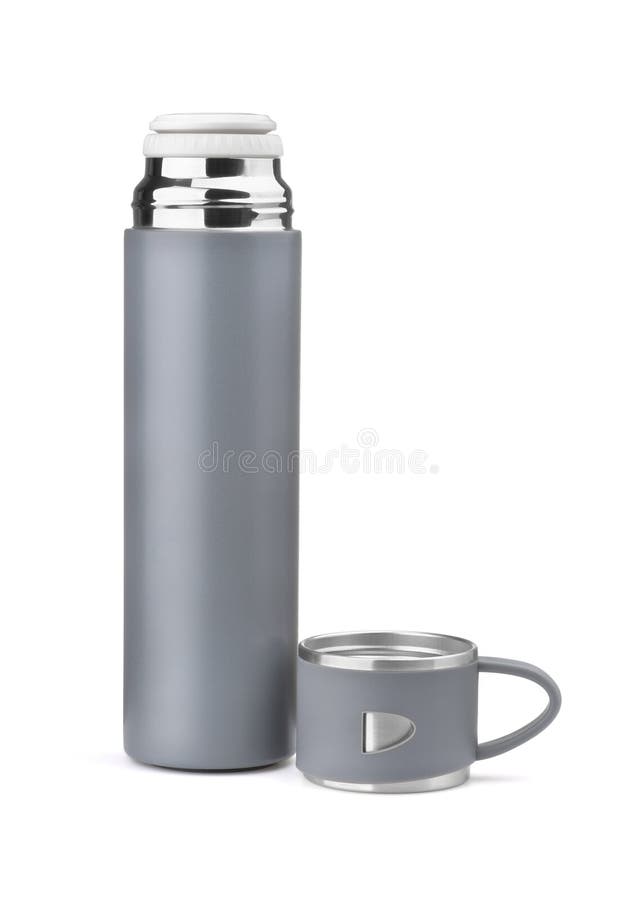 Front View of Gray Metal Thermos Flask Stock Photo - Image of stainless ...
