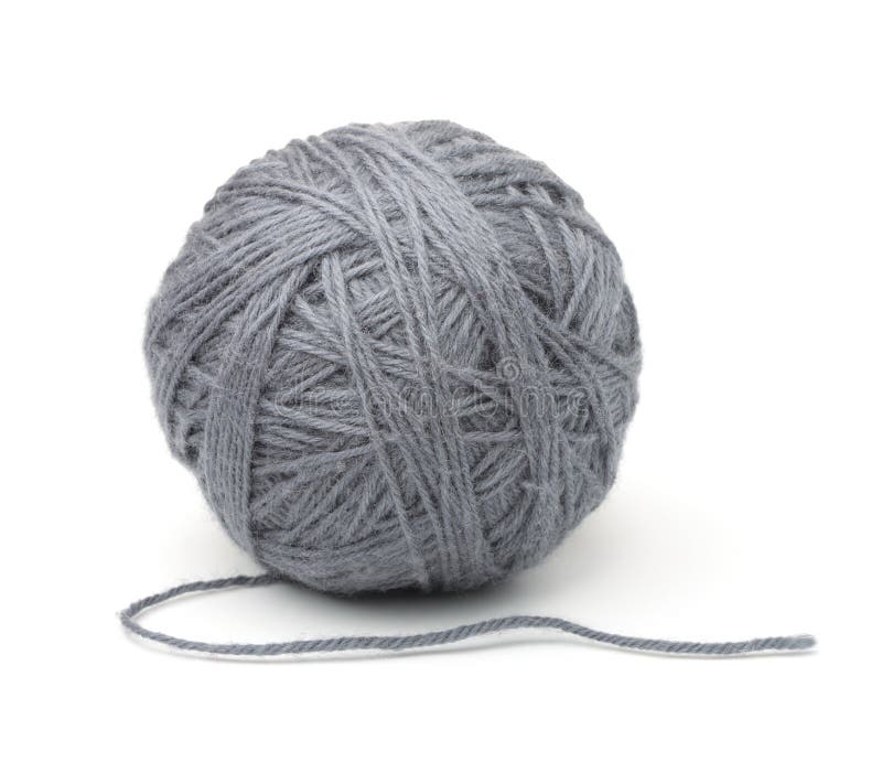 Front View of Gray Wool Yarn Ball Stock Photo - Image of home, clothing ...
