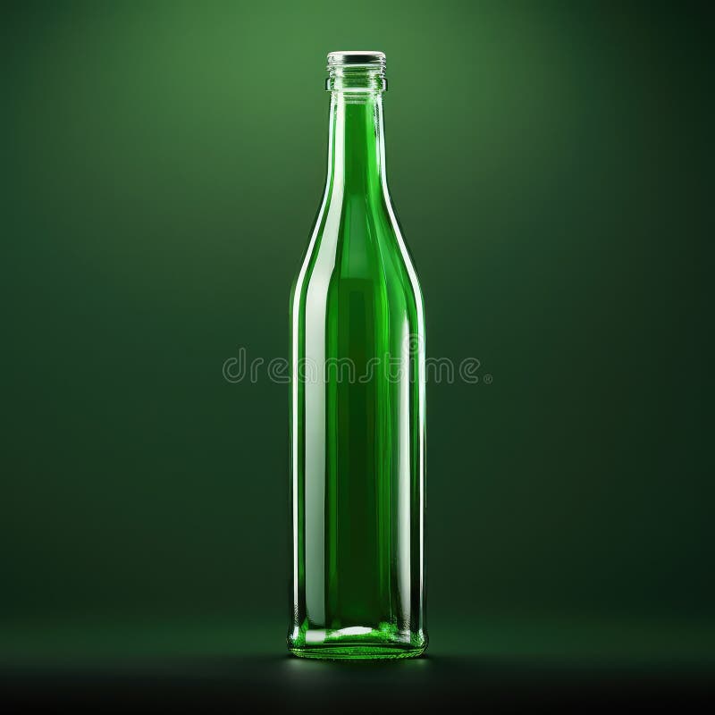 Front View of a Green Bottle, Set Against a Solid Background Stock ...