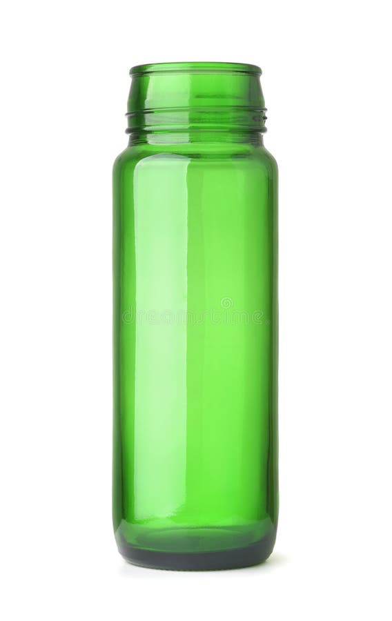 Front View of Green Glass Wide Neck Bottle Stock Photo - Image of front ...