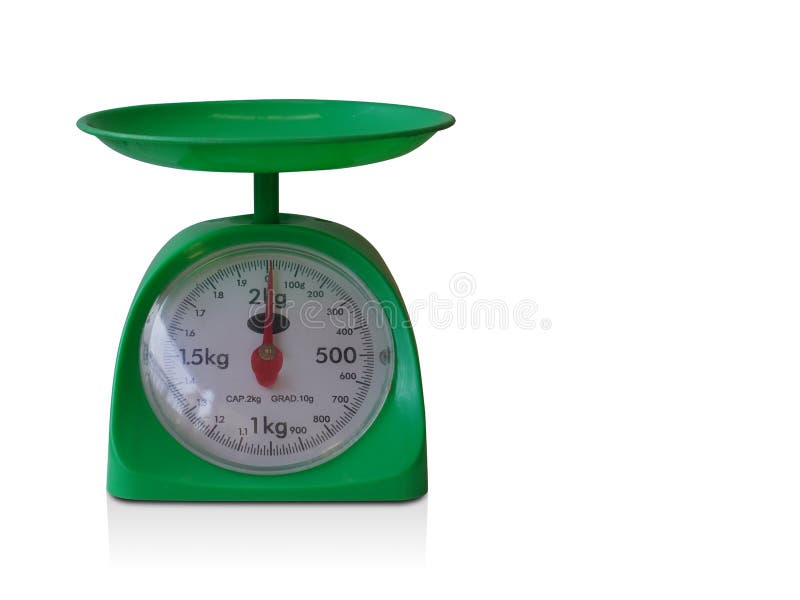 Front View Green Plastic Scales on White Background, Object, Technology ...