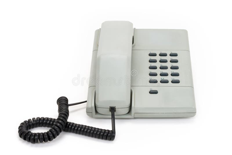 Front View of a Grey Vintage Telephone from the Eighties Isolated on ...