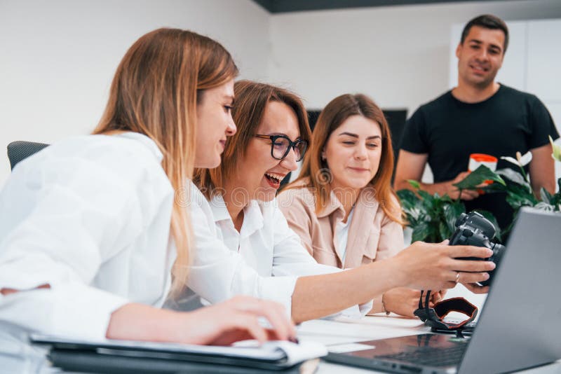 Front View of Group of Business People in Formal Clothes Working ...