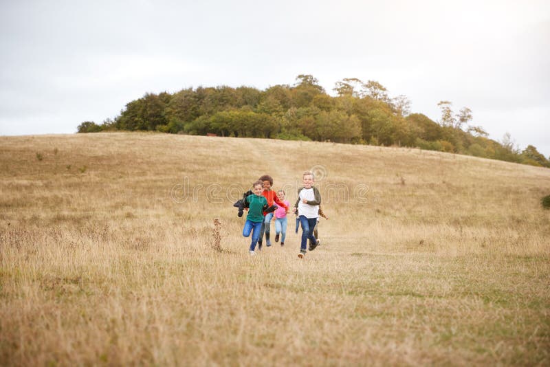 Front View of Group of Children on Outdoor Activity Camping Trip ...