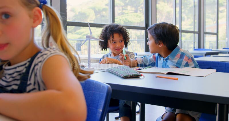 Schoolkids Studying at Desk in the Classroom at School 4k Stock Video ...