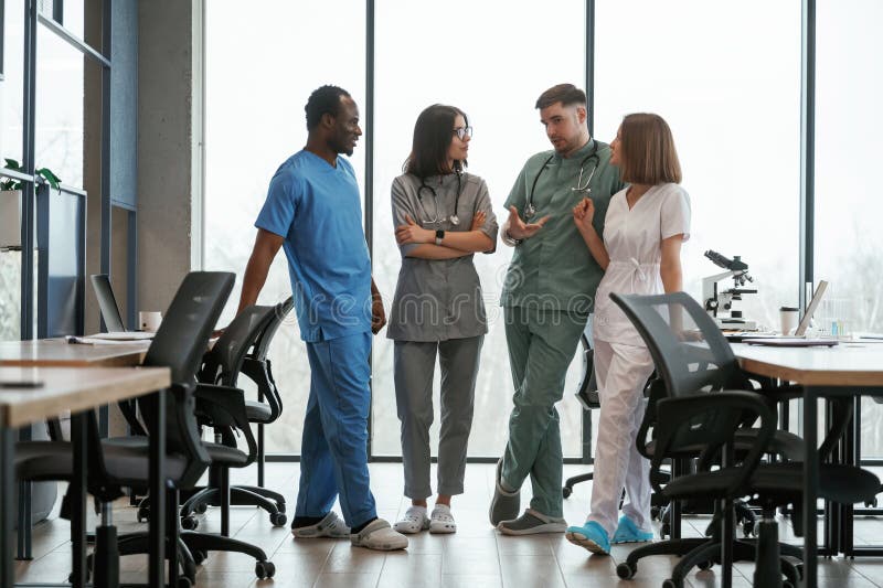 Front View. Group of Doctors are Together Indoors Stock Image - Image ...