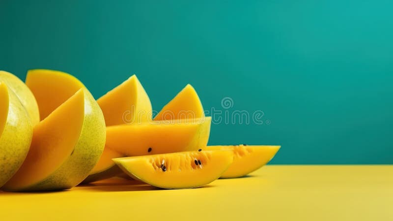 Front View Group of Fresh Cantaloupe Fruits on Green Background with ...