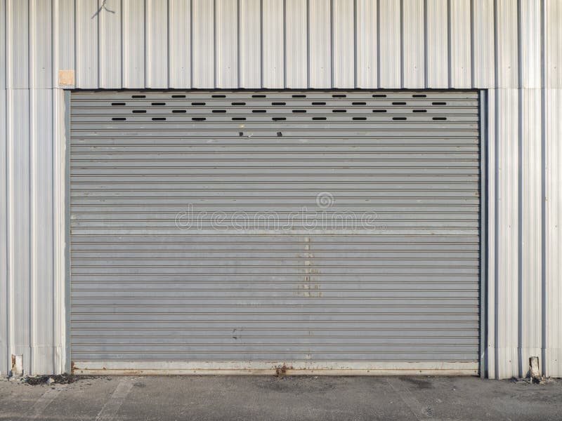 Front View of Grunge Close Shutter Door or Rolling Door Stock Photo ...