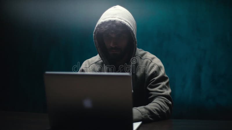 Front View of Hacker Man Hacking Online Web Site or Engaging Hacking ...