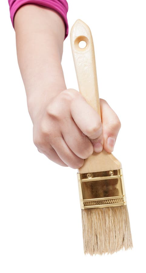 Flat Paint Brush with Red Colored Tip in Blot Stock Image - Image of ...