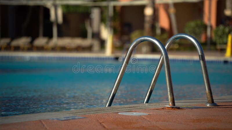 Front View of Handrail for Entering the Pool Stock Video - Video of ...