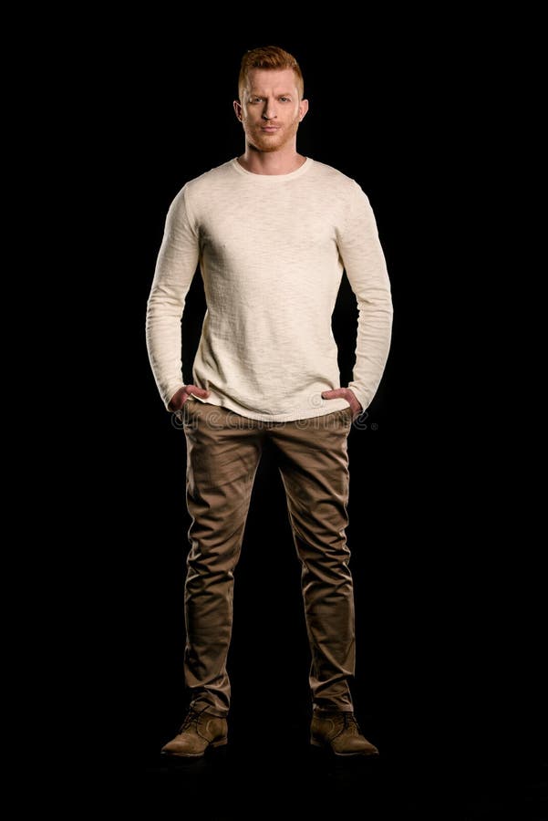 Front View of Handsome Redhead Man Standing Stock Photo - Image of ...