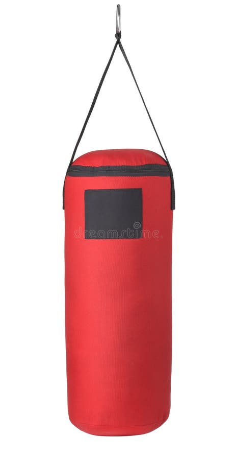 Front View of Hanging Red Punching Bag Stock Image - Image of fight ...
