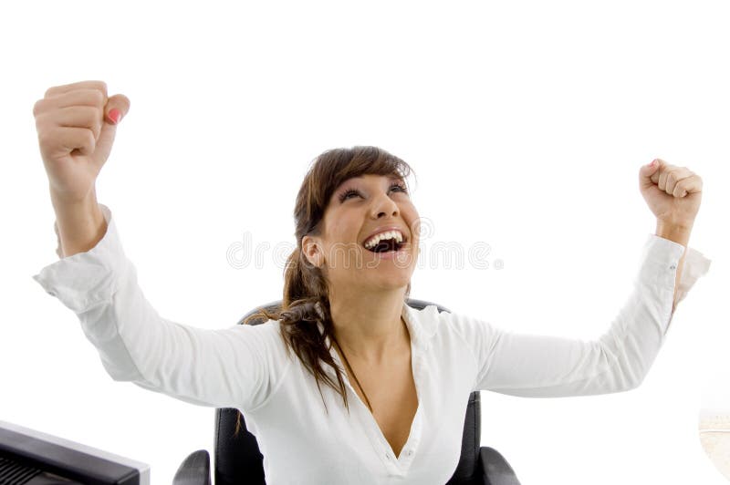 Front View of Happy Attorney with Winning Gesture Stock Photo - Image ...