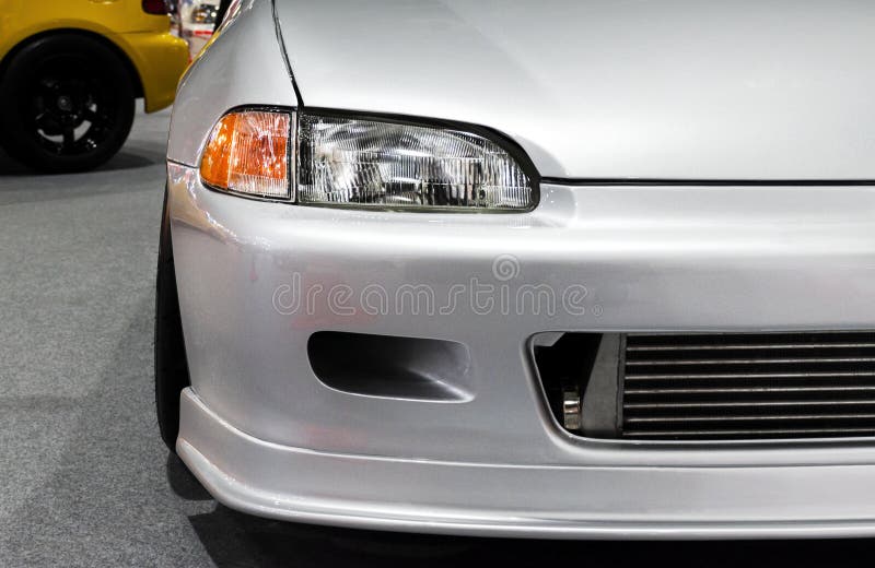 Front View Headlamp Gray Car Stock Photo - Image of japan, intercooler ...