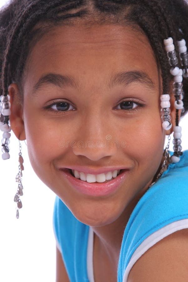 Front View Headshot of a Young Girl Stock Image - Image of isolated ...