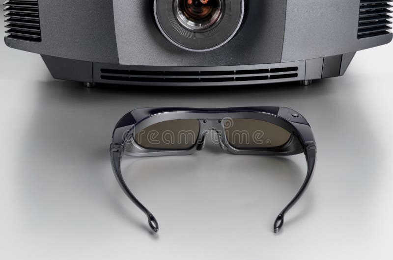Front View of a Home Cinema Projector with 3D-glasses Stock Image ...