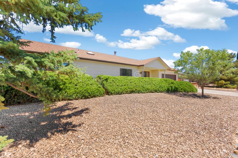 The Front View of a Home with a Yard Stock Image - Image of city ...