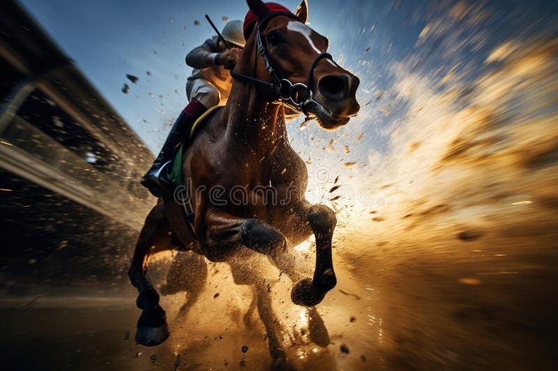 Front View of Horse Racing. Generative AI Stock Illustration ...