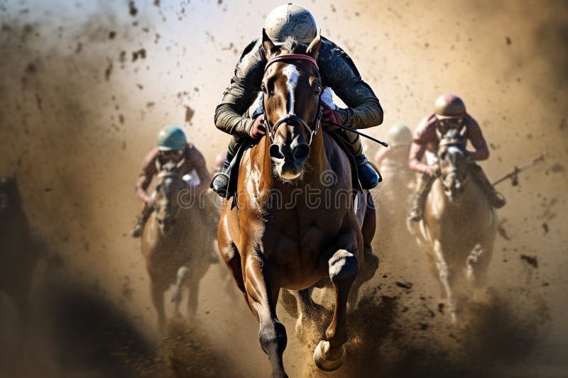 Front View of Horse Racing. Generative AI Stock Illustration ...