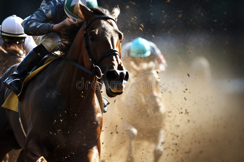 Front View of Horse Racing. Generative AI Stock Illustration ...