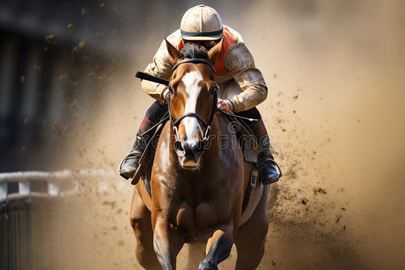 Front View of Horse Racing. Generative AI Stock Illustration ...
