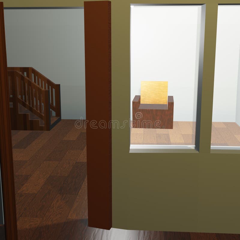 Ront View House of the Interior with Wood Texture Stock Illustration ...