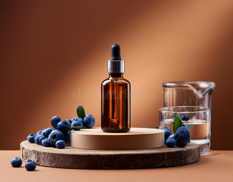 Blueberry Essence Elegant Presentation on Transparent Podium Stock ...