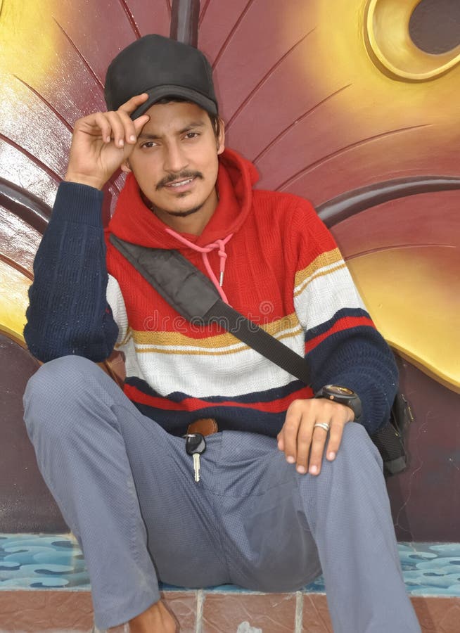 Front View of a Indian Young Guy Looking at Camera while Posing with ...