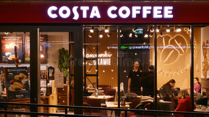 Front View and Interior of Costa Coffee. Editorial Stock Image - Image ...