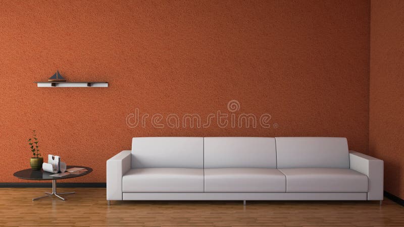 Front View of an Interior Rendering of a Living Room Stock Illustration ...