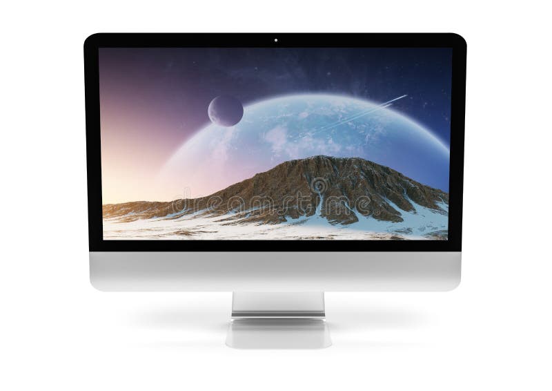 Isolated Modern Computer with Shadow Front View 3d Rendering Stock ...