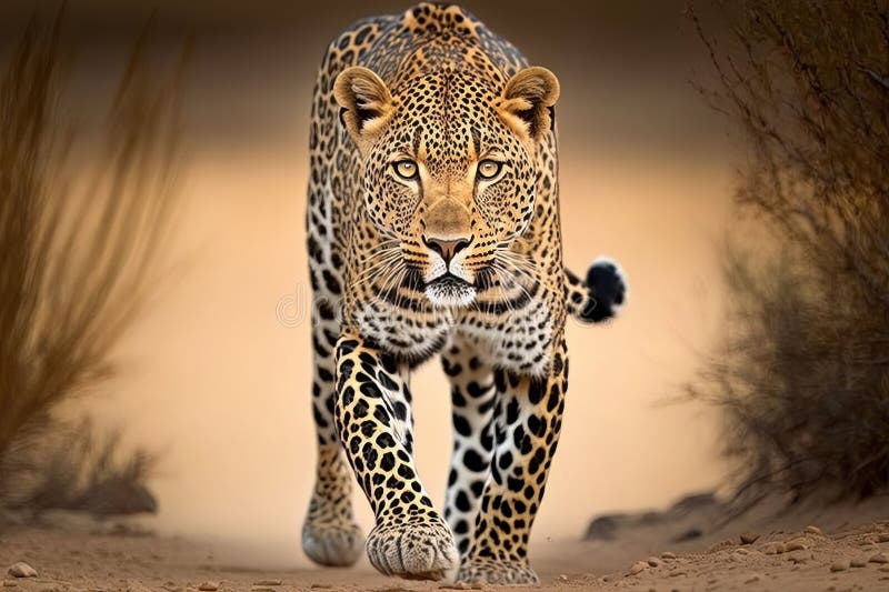 Front View of Jaguar Walking. Generative Ai Stock Illustration ...