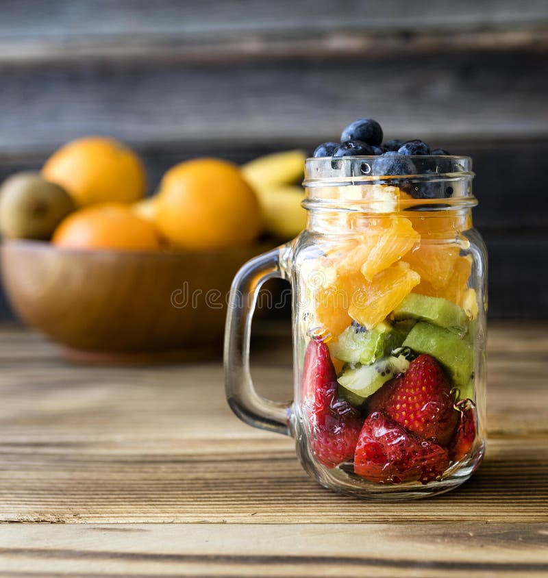 Front View Jar Filled with Exotic Fruit Photo Stock Photo - Image of ...