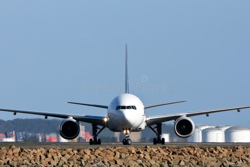 Front View of Jet Aircraft on Runway Stock Photo - Image of airport ...
