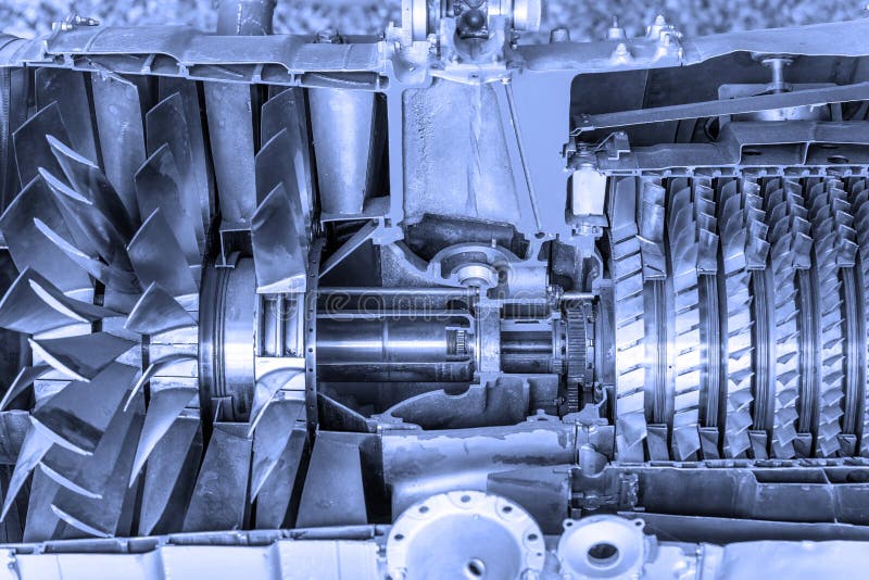 Front View of Jet Engine Cross Section Cutaway Detail Stock Image ...