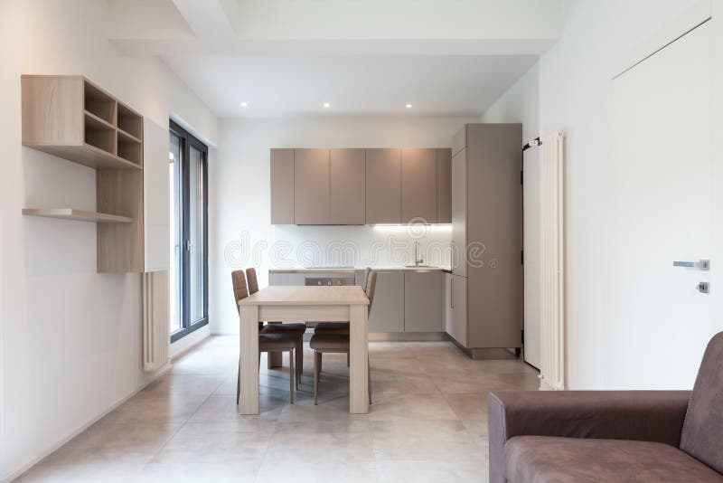 Front View of Modern Kitchen Stock Photo - Image of radiator, modern ...