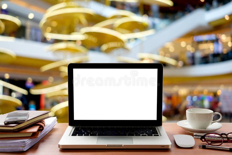 Front View of Laptop Computer Stock Image - Image of mountain ...